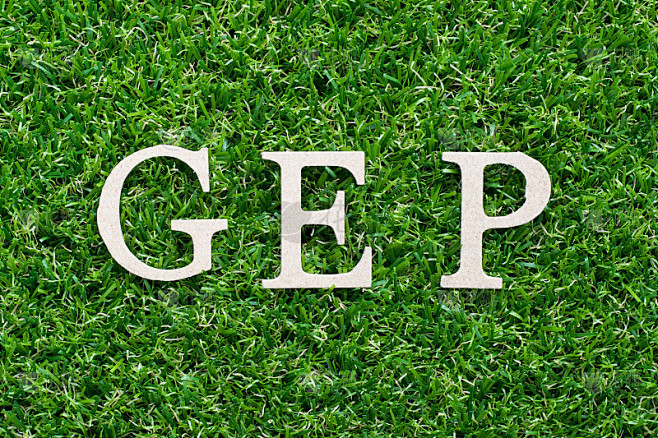 木字母字GEP (good engineering practice的缩写)以人工绿草为背景