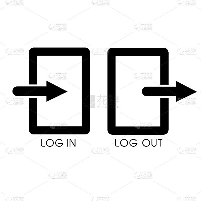Simple Icon, Log in and Out