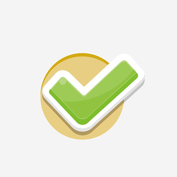 可爱的正确符号图标素材矢量图标_88ICON https://88icon.com 可爱图标 土黄色圆形框底色 白色绿色对勾 正确符号
