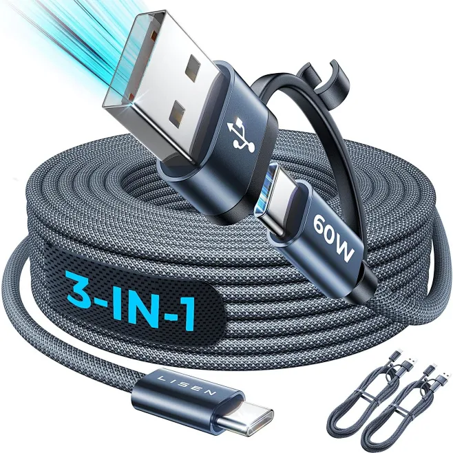 Amazon.com: LISEN USBC to USBC Cable [2Pack, 3.3ft] 60W Fast Charging ...