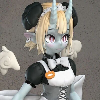 Devil Maid Girl | Zbrush Sculpt-花瓣网