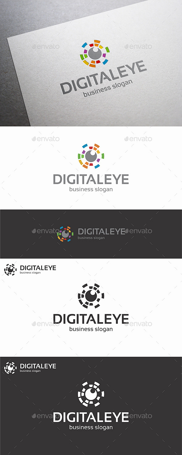 数字眼标志——符号标志模板Digital Eye Logo - Symbols Logo Templates品牌,明亮的高科技,圆圈标志 ...