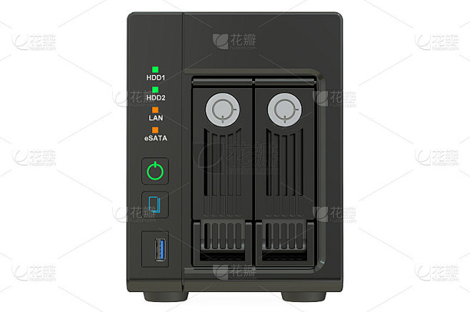 两个磁盘的NAS, 3D渲染