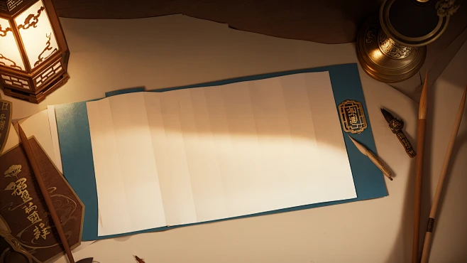 100611-153732472-gfsy,Chinese style,blue cover,wooden table,blank paper ...