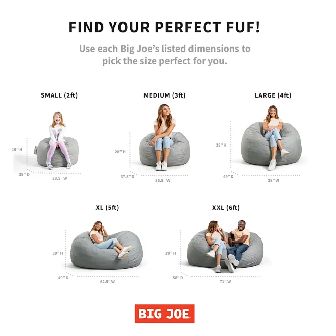 Amazon.com: Big Joe Fuf Large Foam Filled Bean Bag Chair with Removable ...