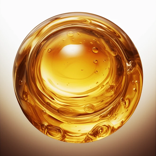 A gold liquid made of oil sitting inside, in the style of elegant ...