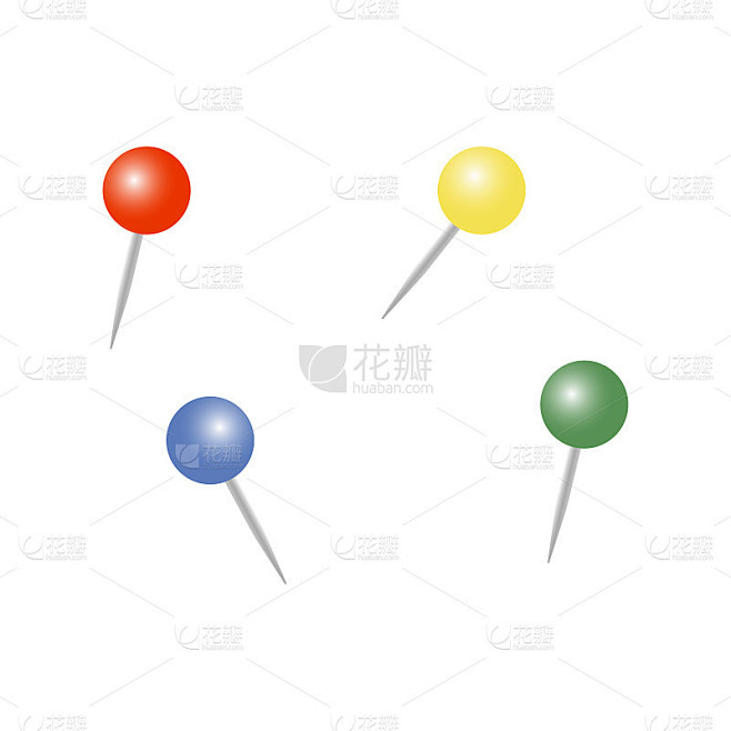 Stationary pin. Straight color pins. Thumbtack. Ad