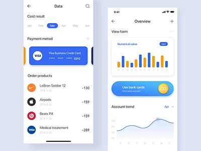 Personal wallet data page design 插图 data visualization ui ux 蓝色 颜色 钱包应用 ...
