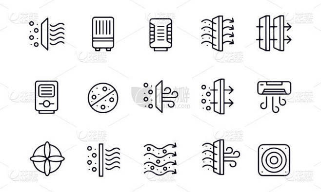 空气净化器图标集矢量设计
