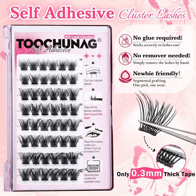 Amazon.com: Self Adhesive Eyelashes Clusters Fluffy Individual Lashes ...