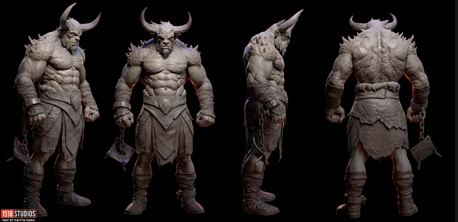 3D Minotaur Character-花瓣网