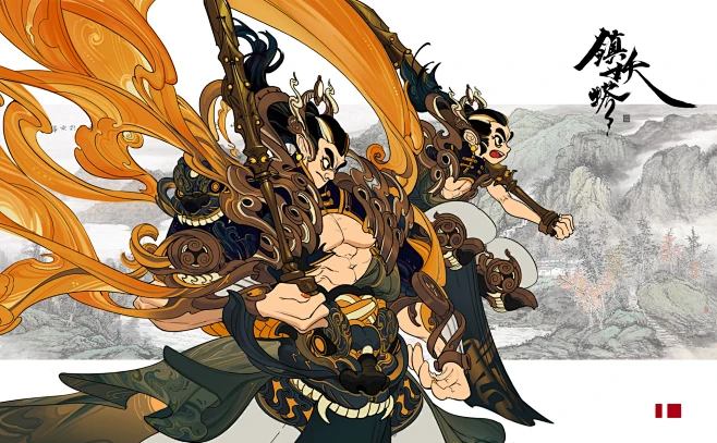 哼哈二将 the Marshals Heng and Ha-花瓣网