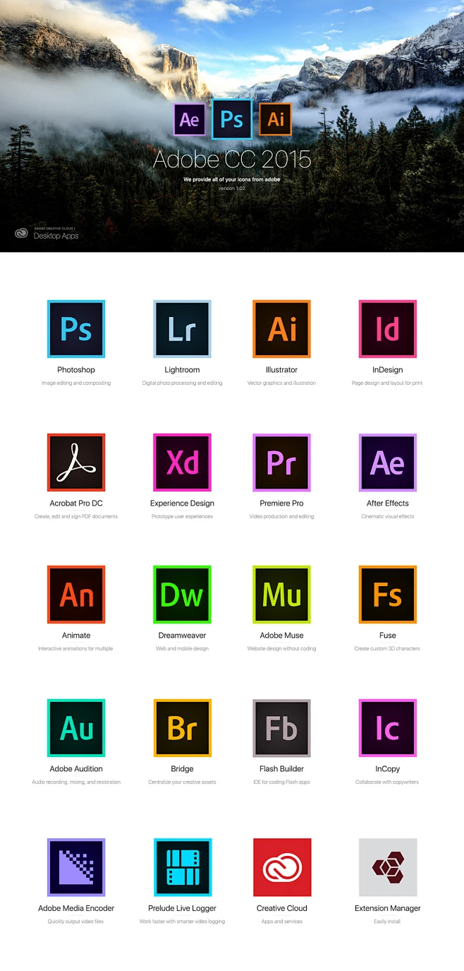 Adobe icon CC 2015 Free : Redesign of icons for Adobe Desktop Apps ...