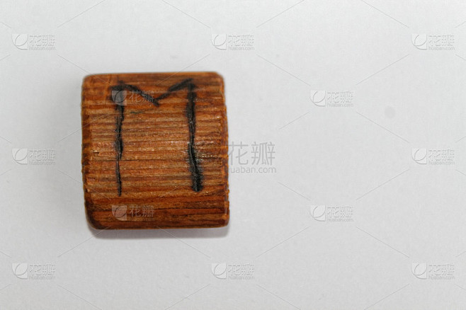 木制如尼文，意思是马躺在桌子上，背景是白色的