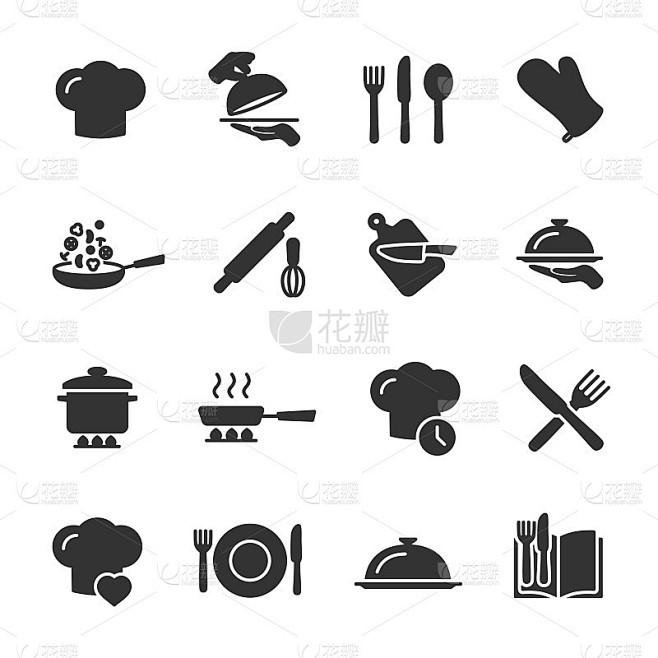 烹饪图标的向量集。