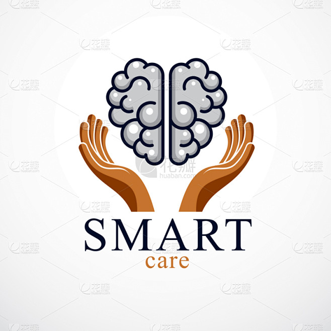 Smart Care concept, vector logo or icon design of human anatomical ...