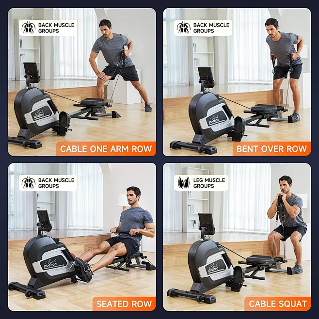 Amazon.com : Pooboo Magnetic Rowing Machine 360 LB Weight Capacity ...