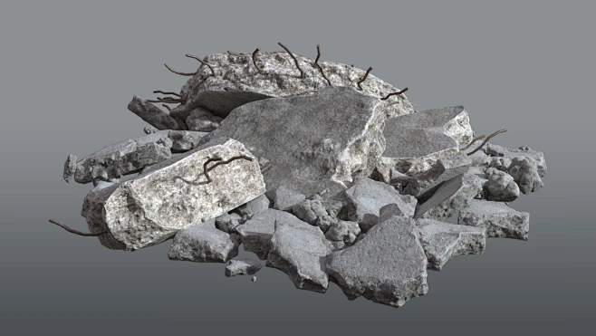 Concrete Debris by David Edwards : Demolished Concrete Rubble 3D modelA ...