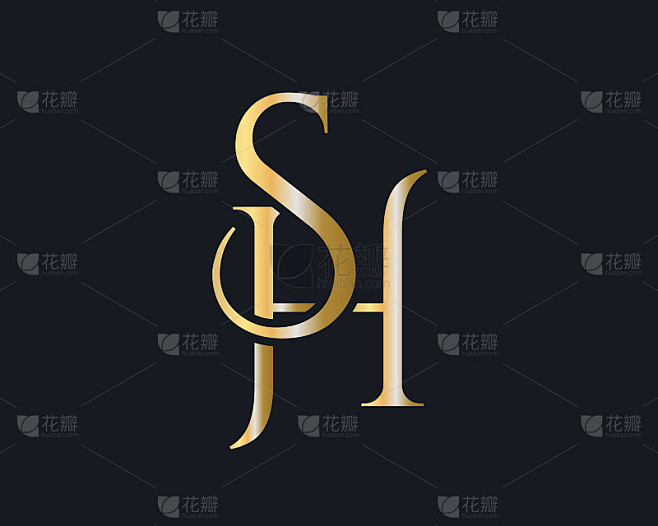 首字母HS标志设计矢量。SH标志设计