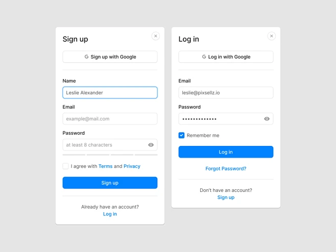 Sign up / Log in account design figma form forms input log in login prototyping sign up signup ...