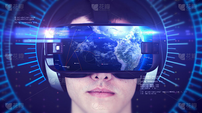 佩戴VR头盔，体验3D虚拟现实的年轻人。3 d渲染。