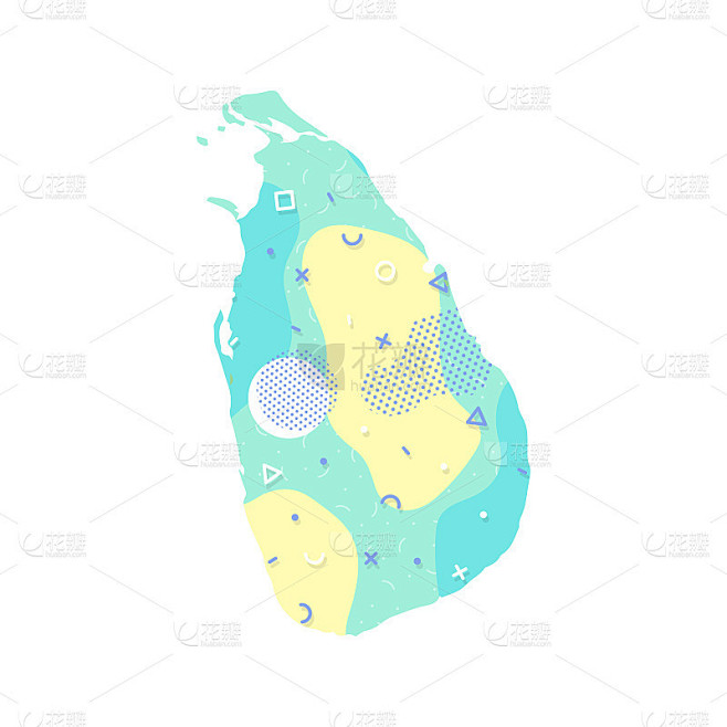 斯里兰卡国家的亚洲，亚洲地图插图，矢量孤立在白色的背景