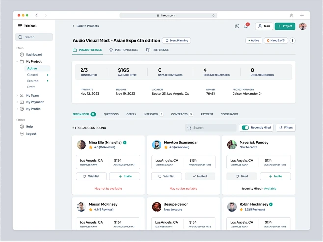 Hireus - Client Dashboard-花瓣网
