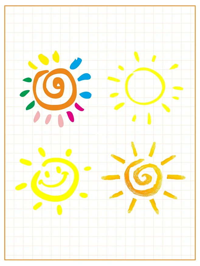 No.148|免扣|卡通涂鸦太阳|简笔画素材分享-花瓣网