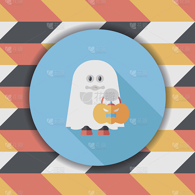 Ghost flat icon with long shadow,eps10