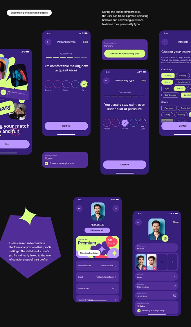 mobile Dating app UI/UX user interface ui design tinder dating app-花瓣网