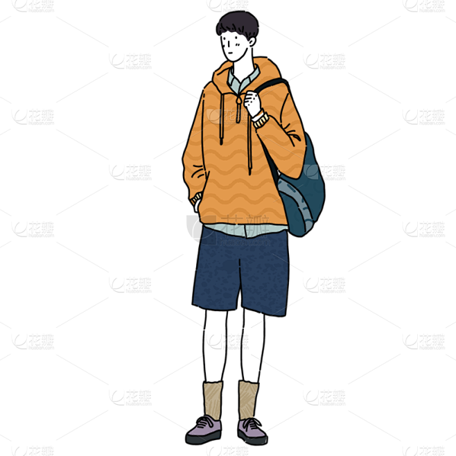 手绘 时尚人物插画贴纸 男生 3360