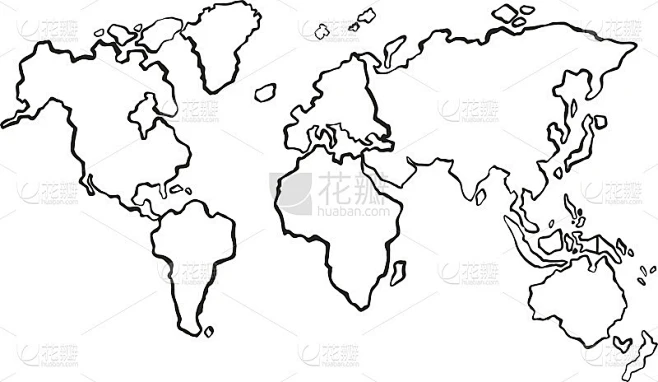 世界地图草稿(无彩色)素材-花瓣网