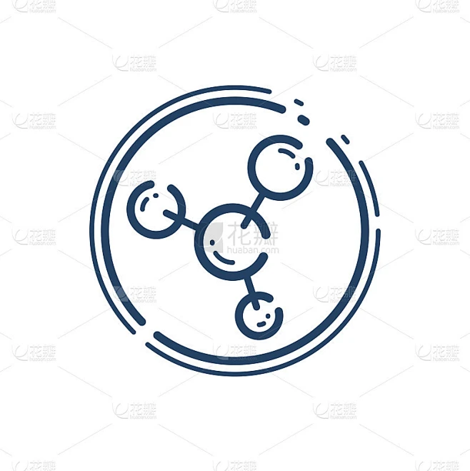 分子矢量线性图标，科学化学物理线艺术符号。素材-花瓣网