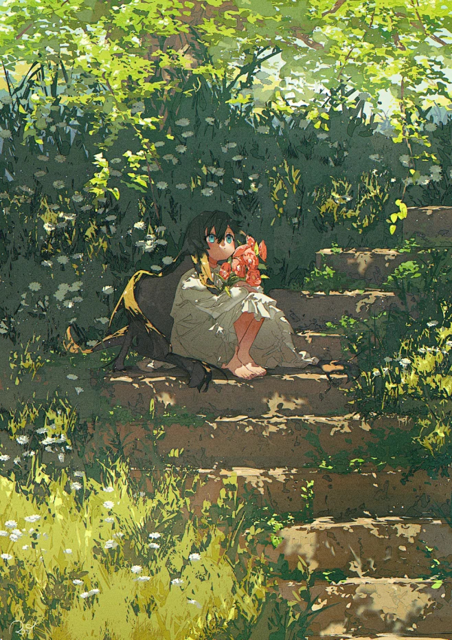 Anime 1013x1433 Potg Pixiv portrait display anime girls stairs looking ...