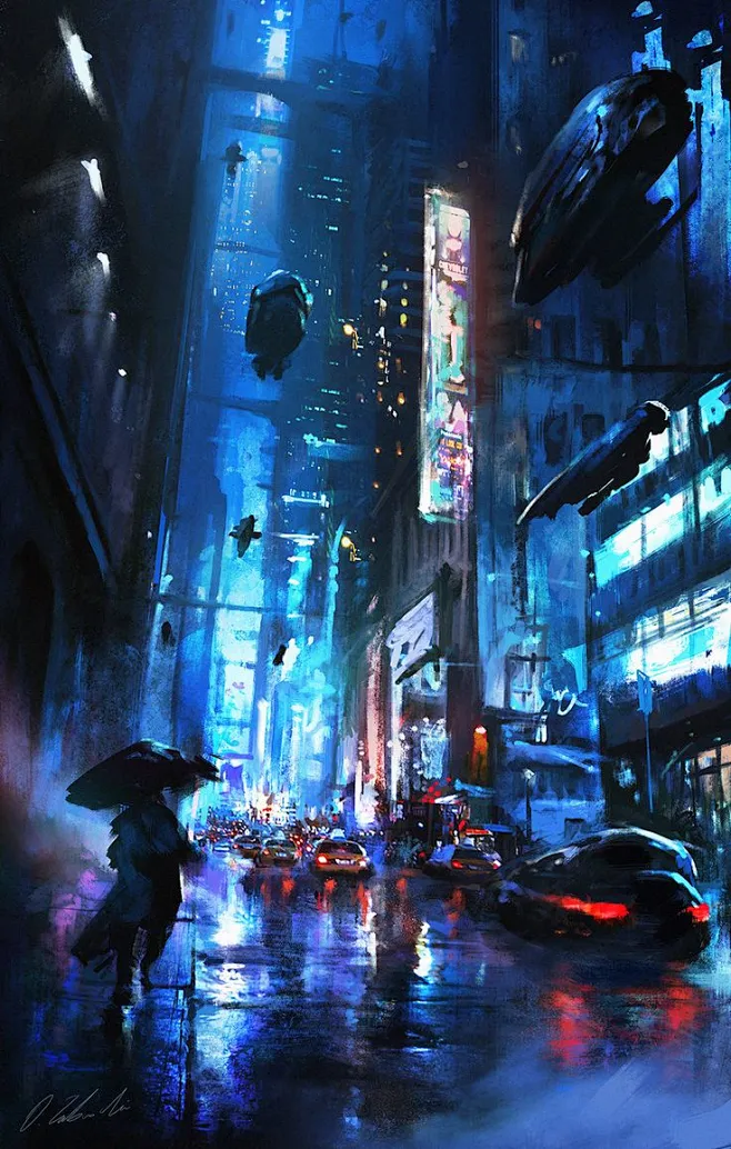 Walking on the street by daRoz Blade Runner cyberpunk landscape ...