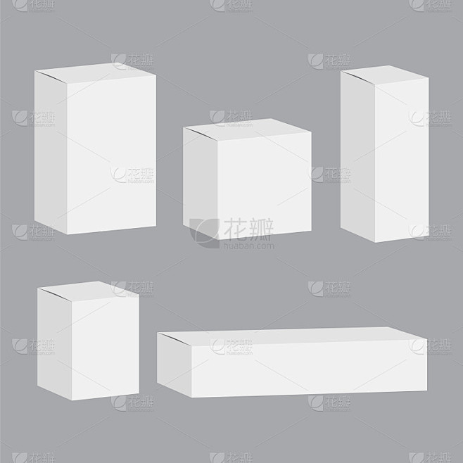 White box packaging set vector. White box realisti