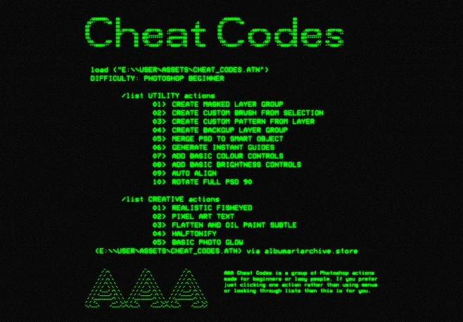 程序故障代码数据修复数据文字特效PSD模板 AAA - Cheat Codes-花瓣网