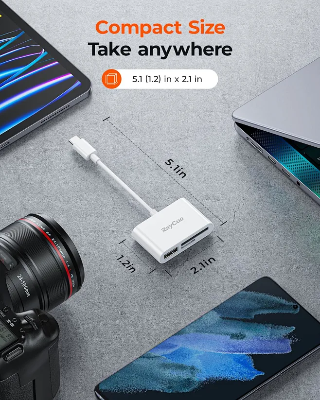 USB C SD Card Reader, RayCue USB C to SD Card for iPad/Mac/Laptop, 3 in ...