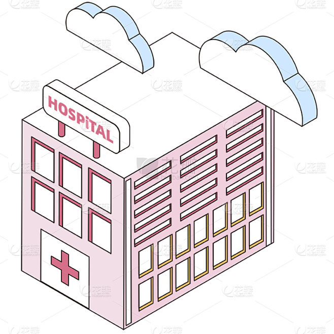 2.5D建筑场景插画-医院