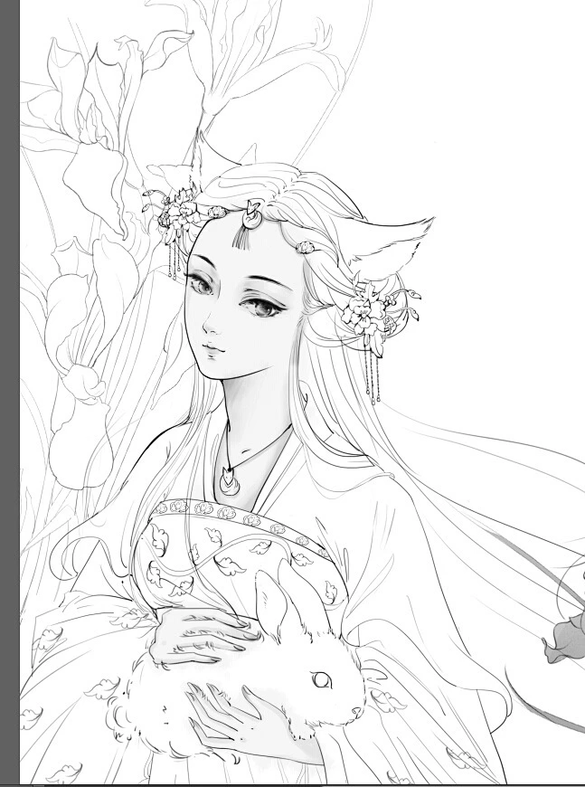 gangangan-方糖夹子_gufeng_涂鸦王国插画图片_线稿-人物图片素材-花瓣网