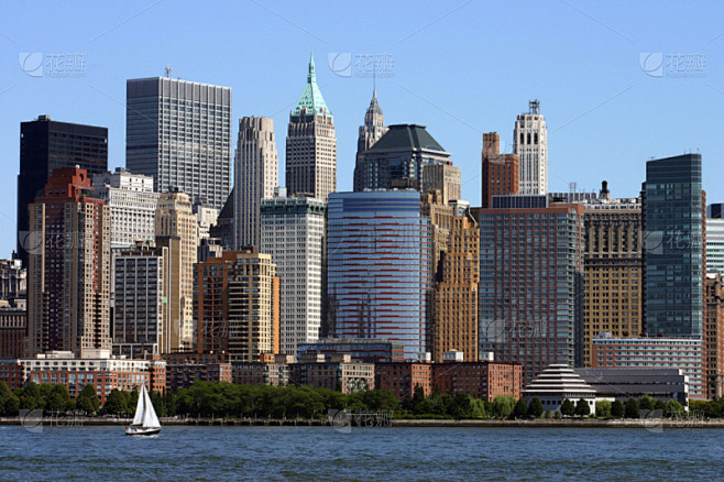 城市天际线,纽约,巴特里公园,哈德逊河,水平画幅,美国中大西洋地区,无人,城市生活,户外,城市