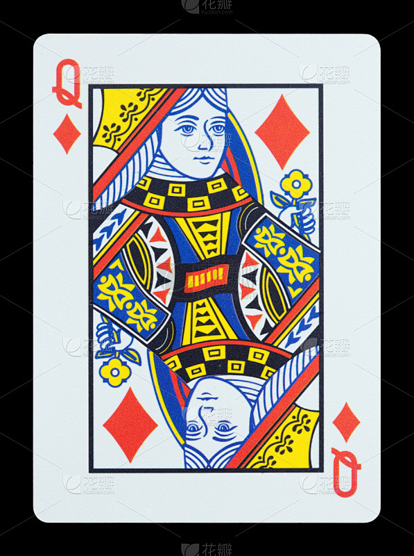 方片q,纸牌,进行中,垂直画幅,女王卡,无人,钻石形,钻石,背景分离,特写
