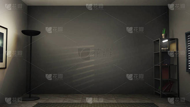 办公室视频会议，虚拟工作室背景。理想的网络通话，网络研讨会或在线会议。3D渲染VR背景图，它只是给您