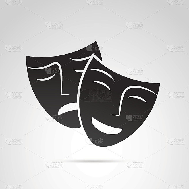 古代，希腊，戏剧面具图标。