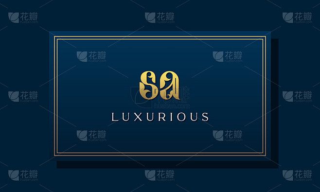 复古的皇家首字母SA标志。