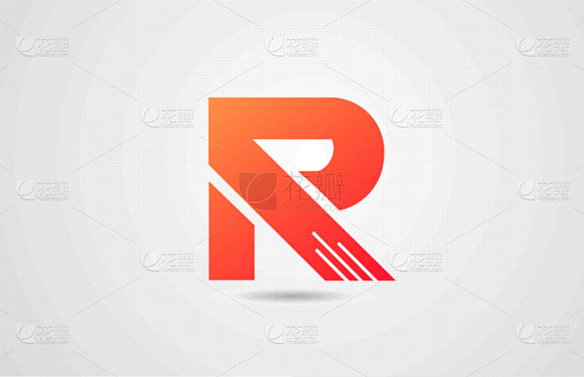 r orange alphabet letter logo icon design