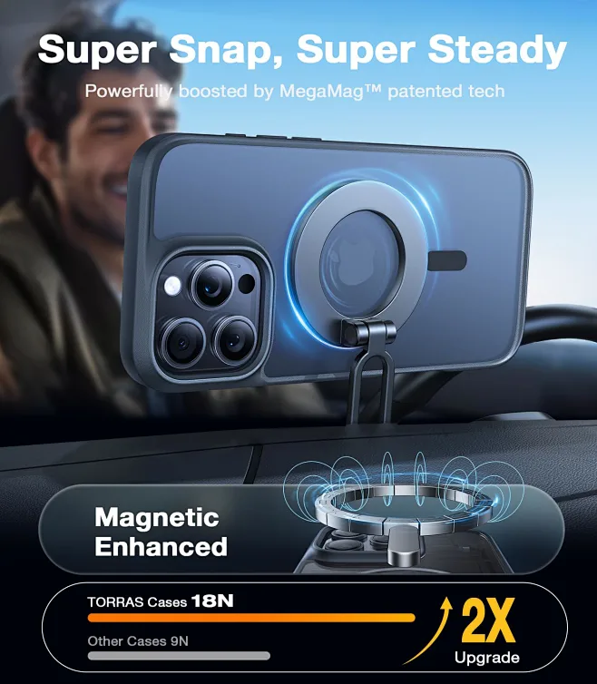 Amazon.com: TORRAS Stronger Magnetic & Shockproof for iPhone 16 Pro Case, Military Grade Drop ...