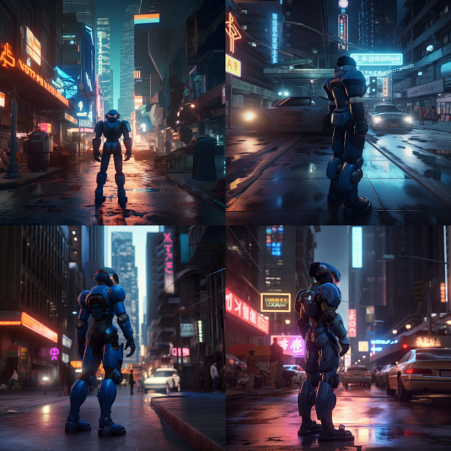 Majestros_a_Cyberpunk_Mega_Man_on_a_busy_city_street_volumetric ...
