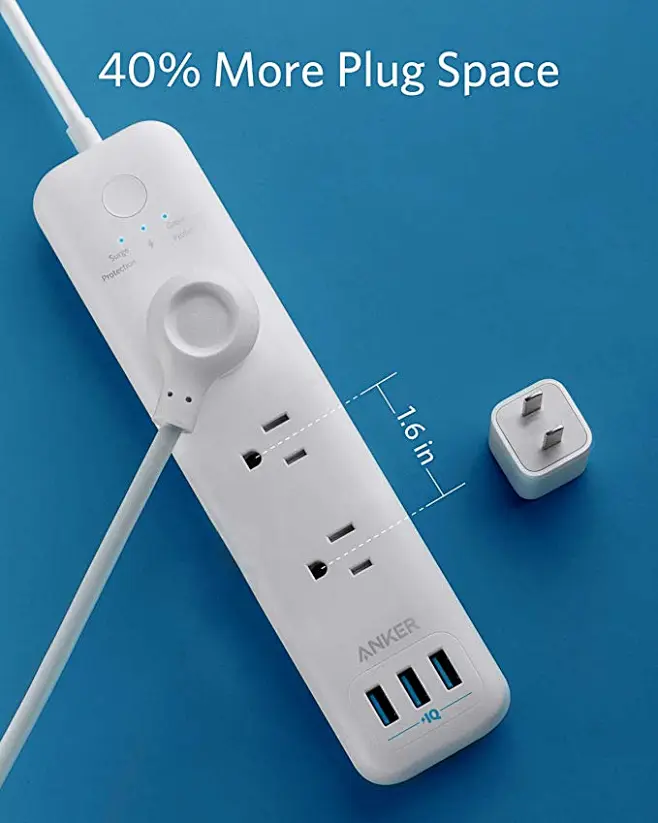 Amazon.com: Power Strip with USB，Anker 3-Outlet & 3 PowerIQ USB Power ...