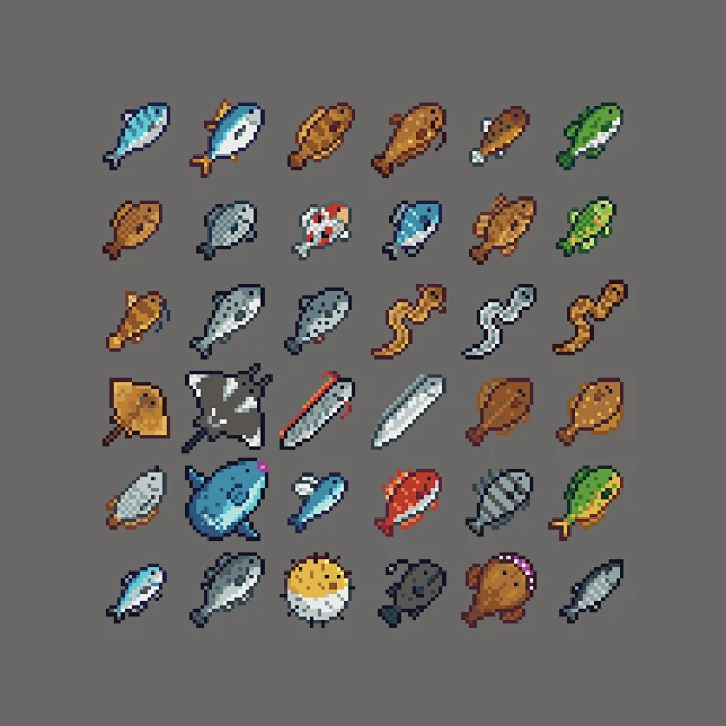 Fish part 1 : r/PixelArt-花瓣网